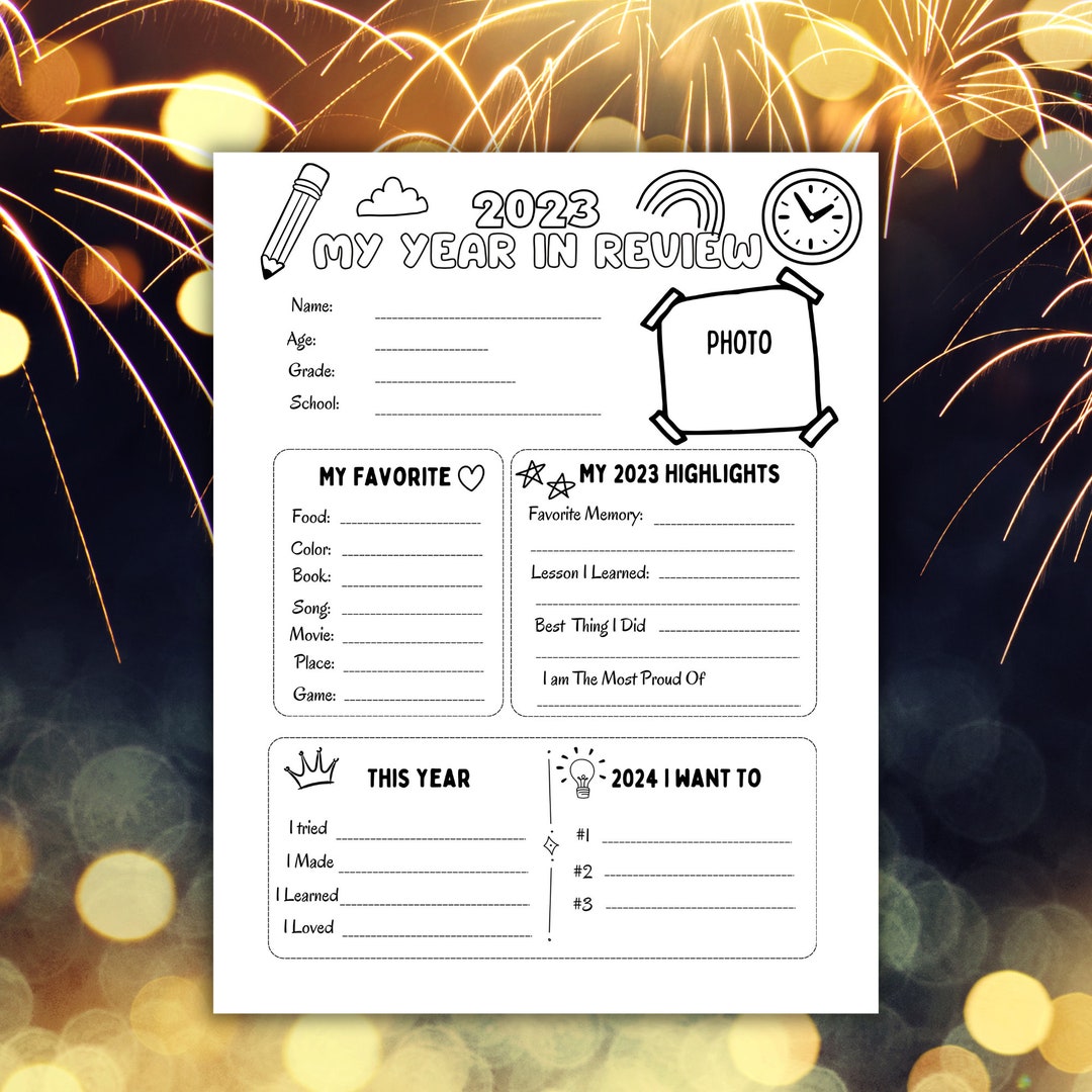 My Year in Review Kids 2023 Year Review Printable New Year's Eve ...