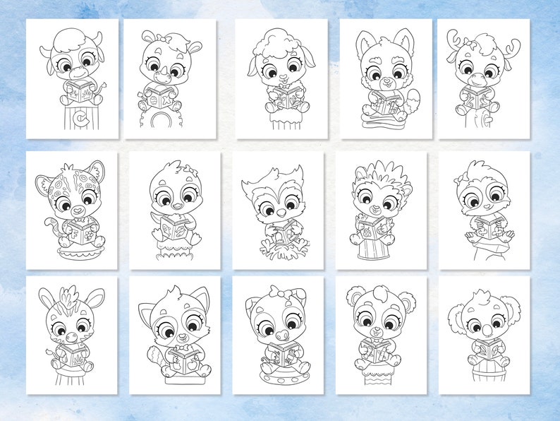 Baby Animals Coloring Pages Printable Bundle 30 Animals Reading ...