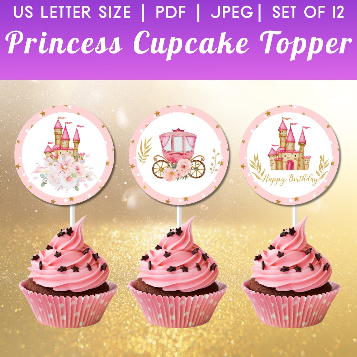 Princess Cupcake Toppers Princess Cupcake Toppers Printable Cupcake ...