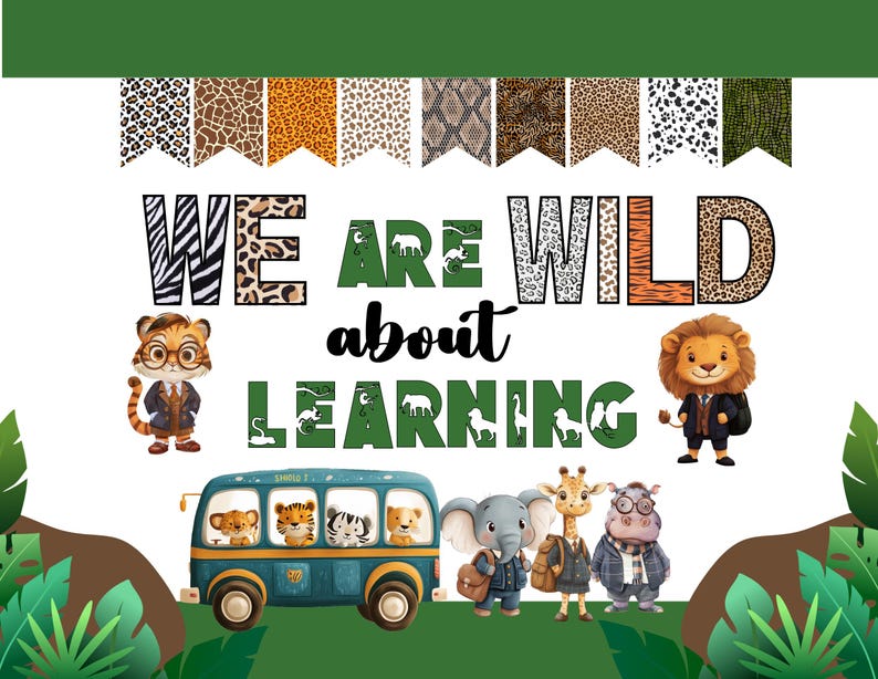 Bulletin Board Welcome Back to School Jungle Safari Theme Create Your ...