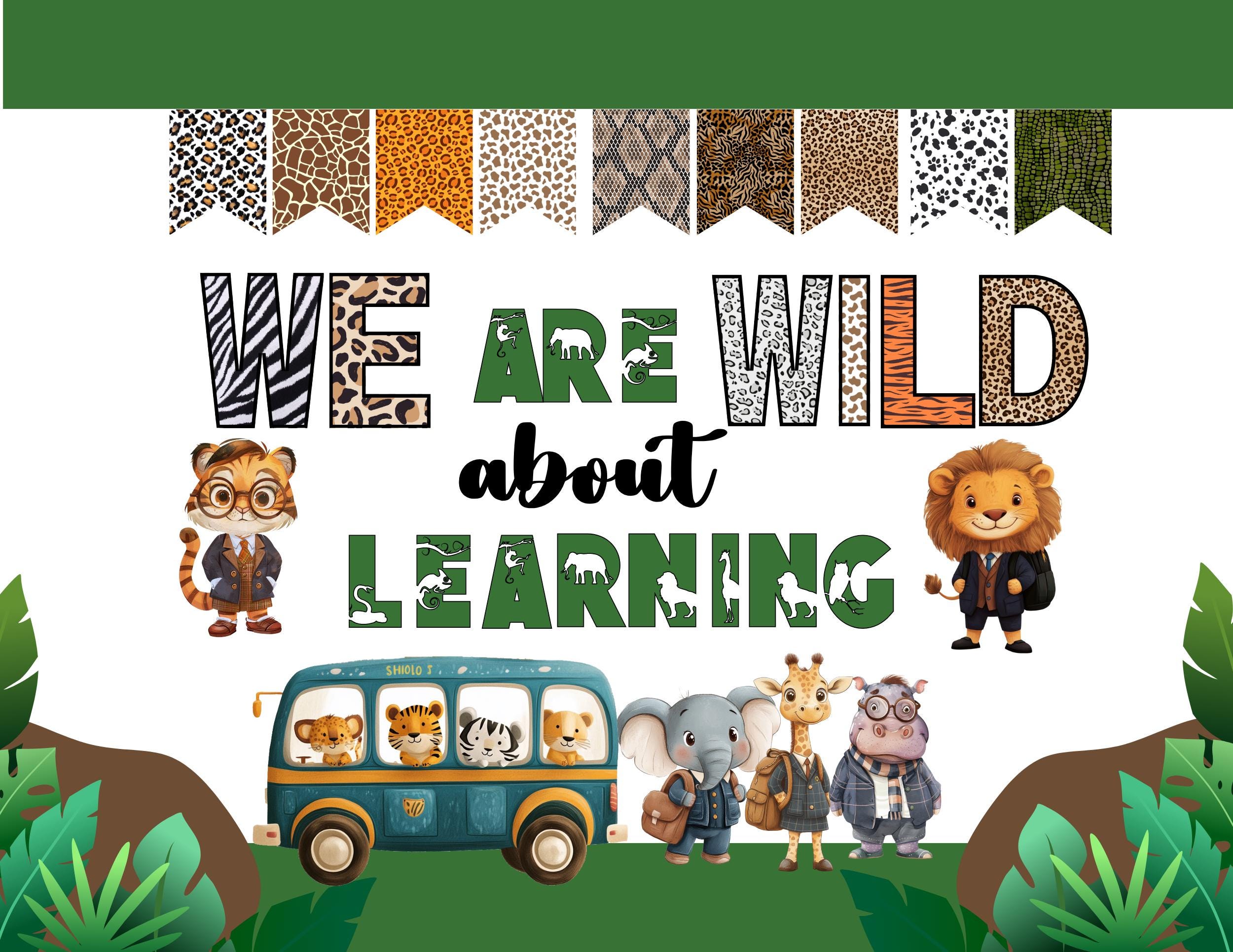 Bulletin Board Welcome Back to School Jungle Safari Theme Create Your ...