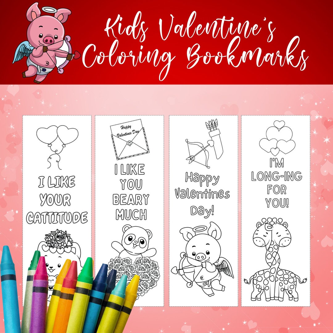 Coloring Bookmarks Valentines Gift Classroom Valentine Classroom ...