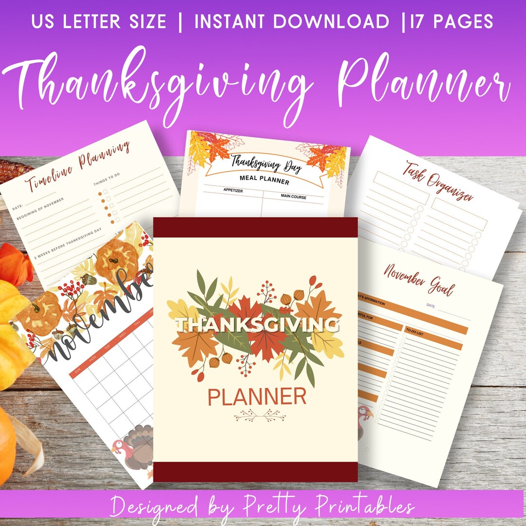Thanksgiving Planner Printable Holiday Planner Download Thanksgiving ...