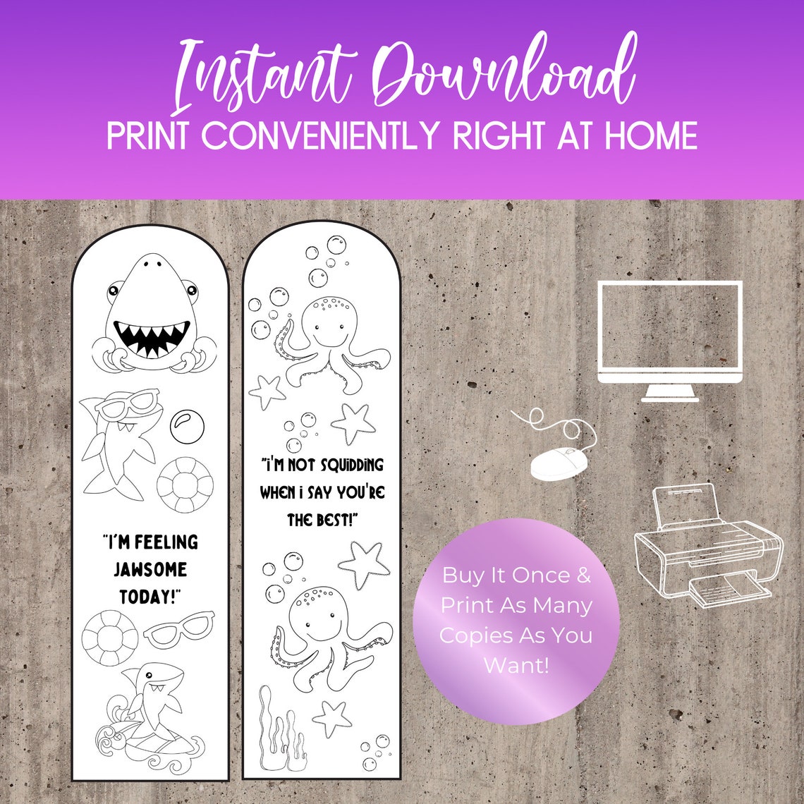 Sea Animals Coloring Pages Coloring Bookmarks Printable Coloring ...