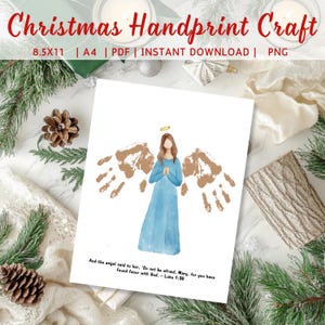 Christmas Angel Nativity Handprint Craft Printable Christmas Handprint ...