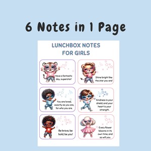 Printable Lunch Box Notes for Girls Positive Affirmation Notes for Kids ...