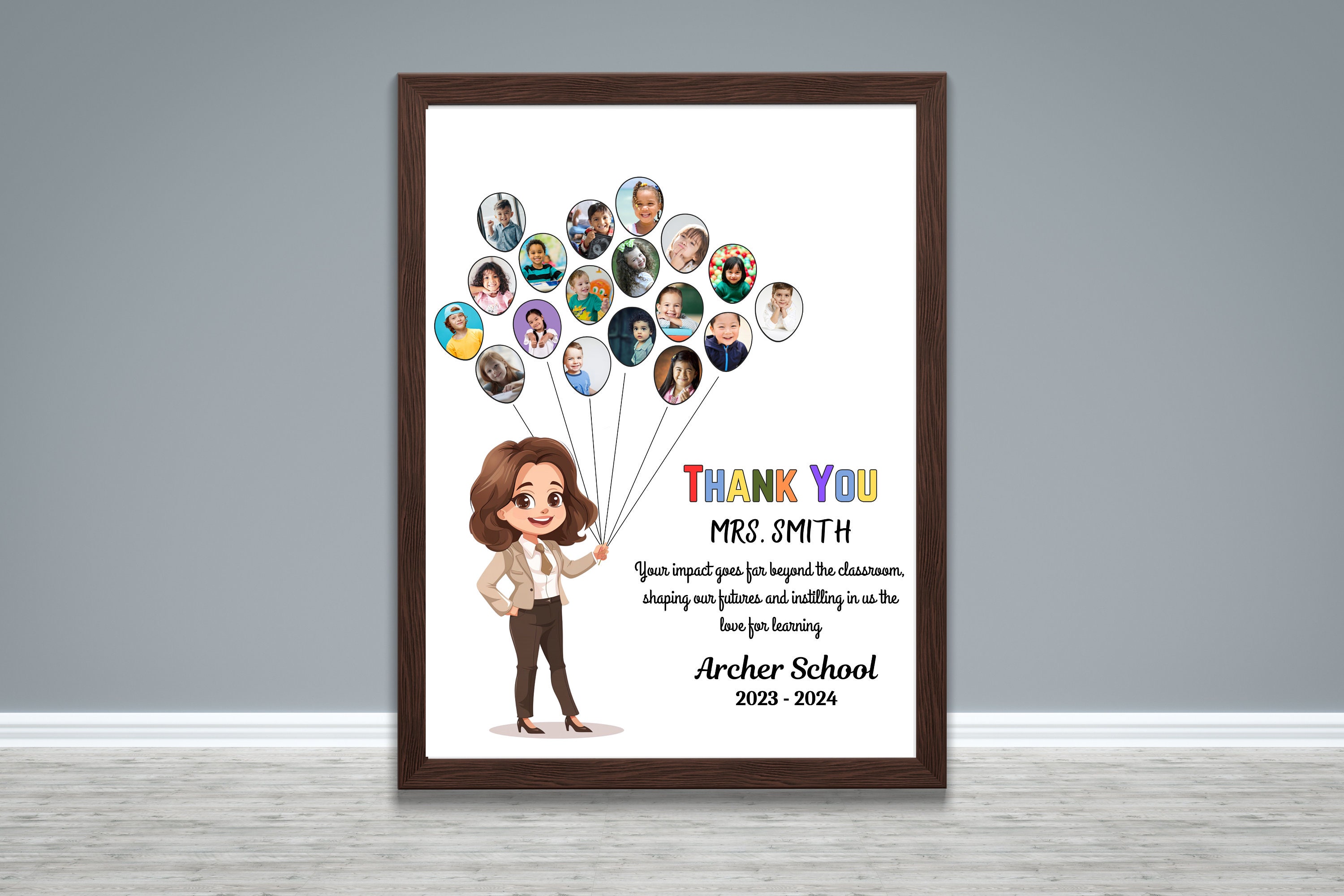 Kinder Teacher Photo Custom Editable Appreciation Gift From Student ...