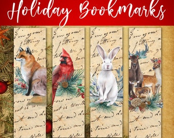 Printable Christmas Bookmarks With Cute Cats. Set of 4 Book - Etsy