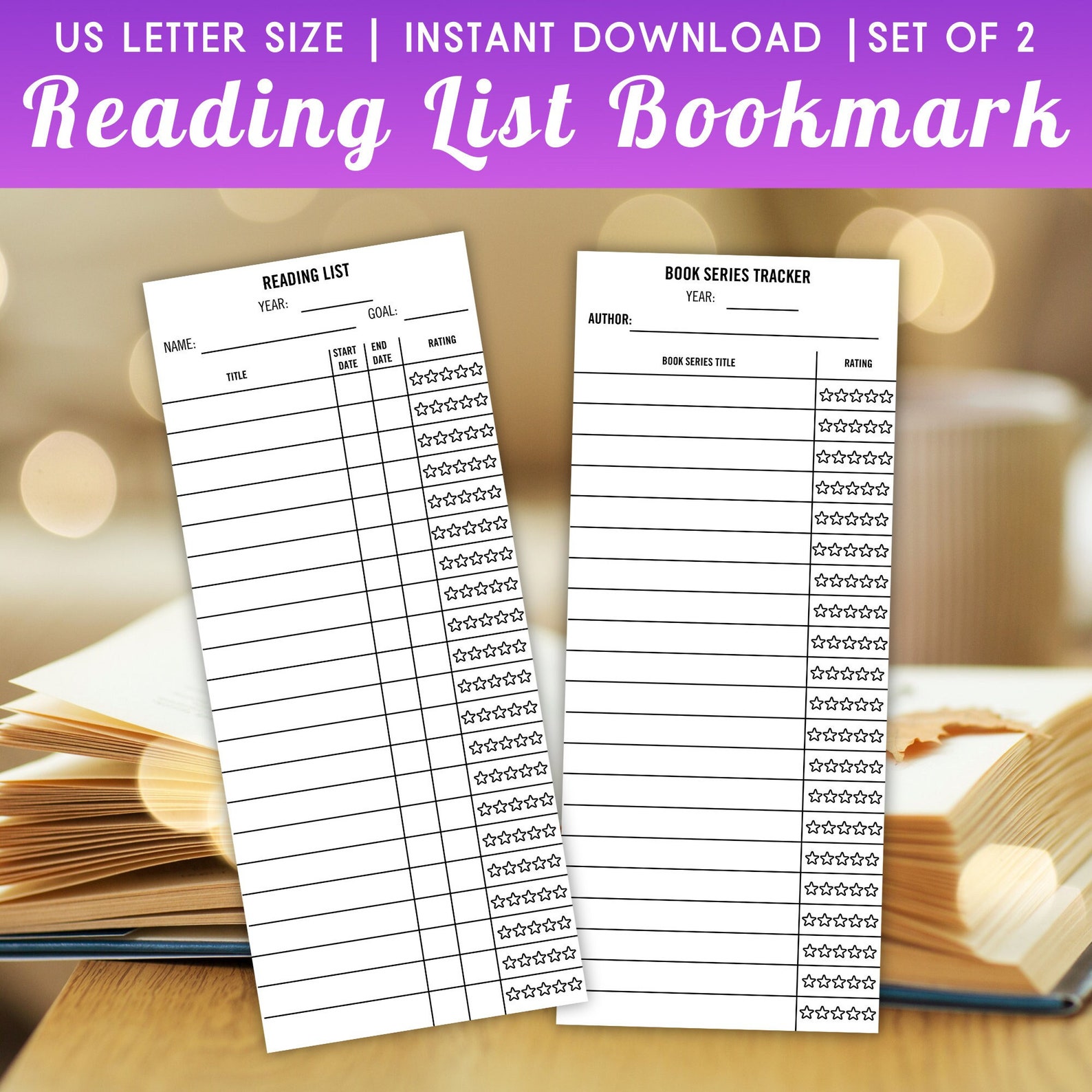 Reading List Bookmark Printable Reading Bookmark Book Reading List ...