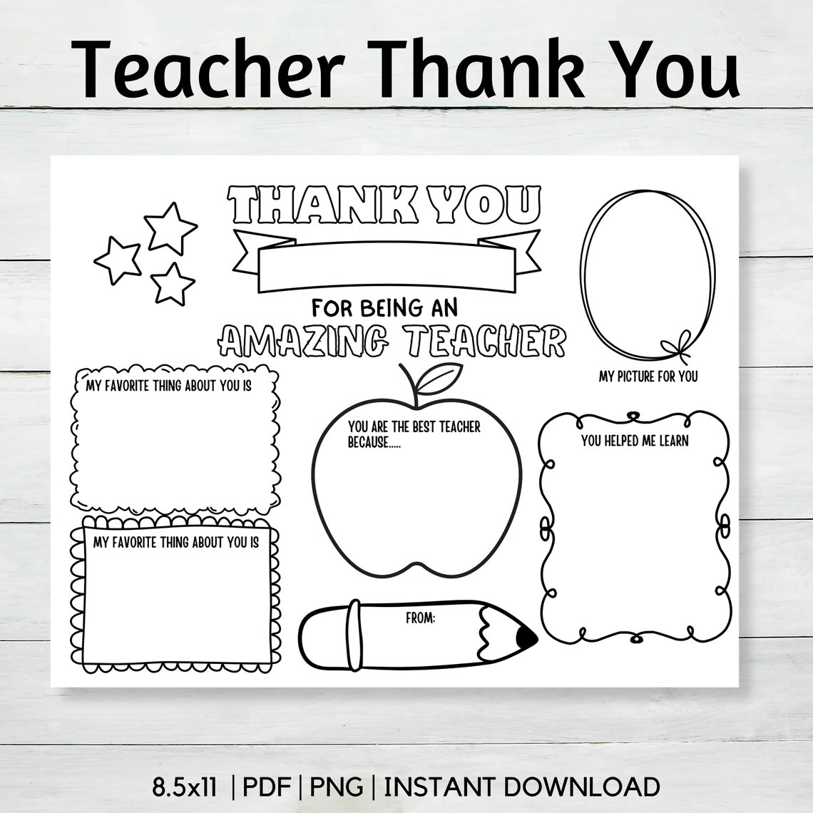 Teacher Appreciation Printable Gift Thank You Teacher Gift Coloring ...