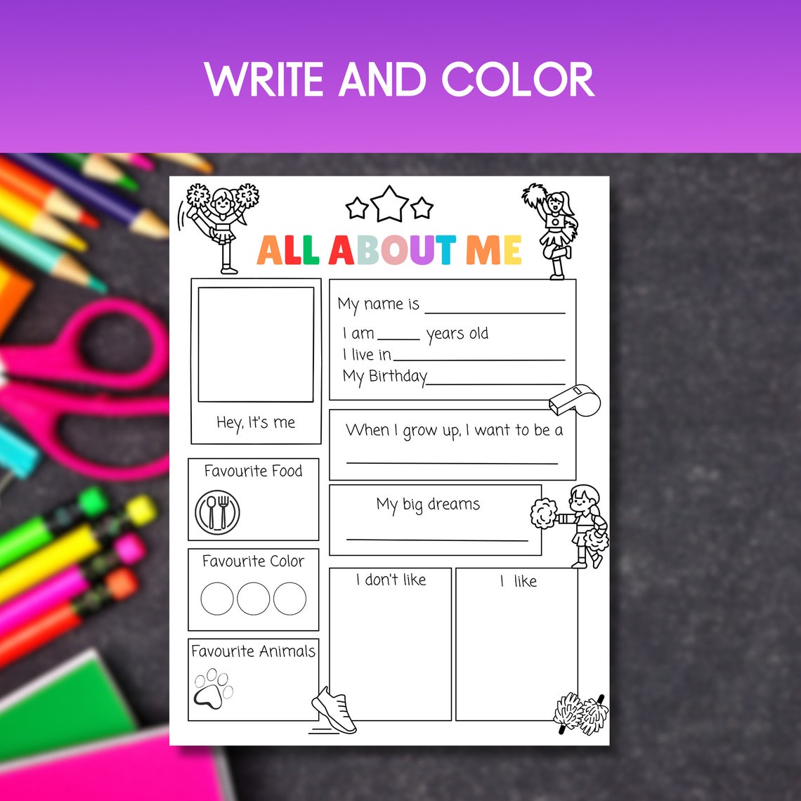 All About Me Preschool 1st Day of School All About Me School Days Back ...