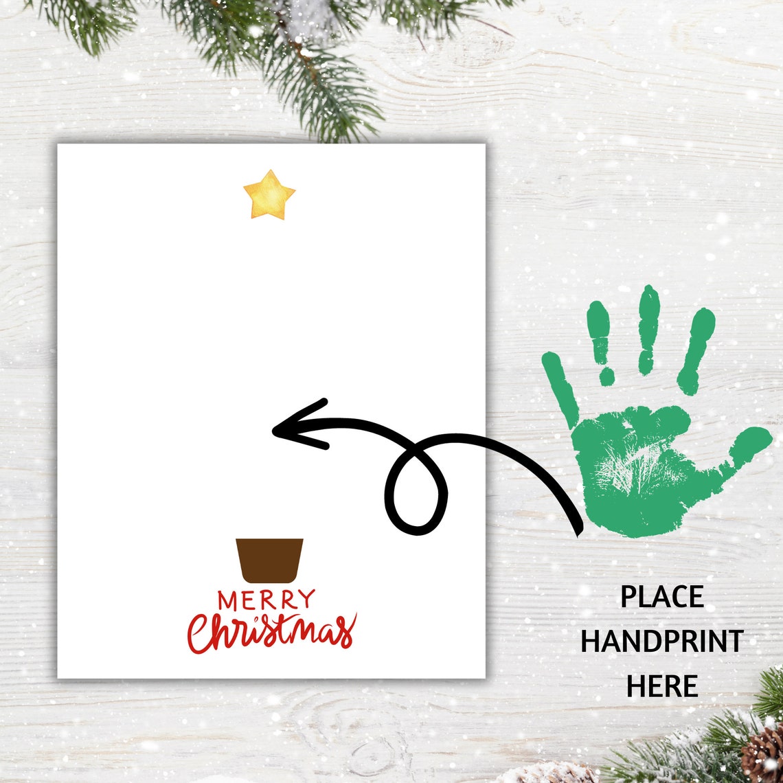 Christmas Tree Handprint Craft Printable Christmas Handprint Art DIY ...