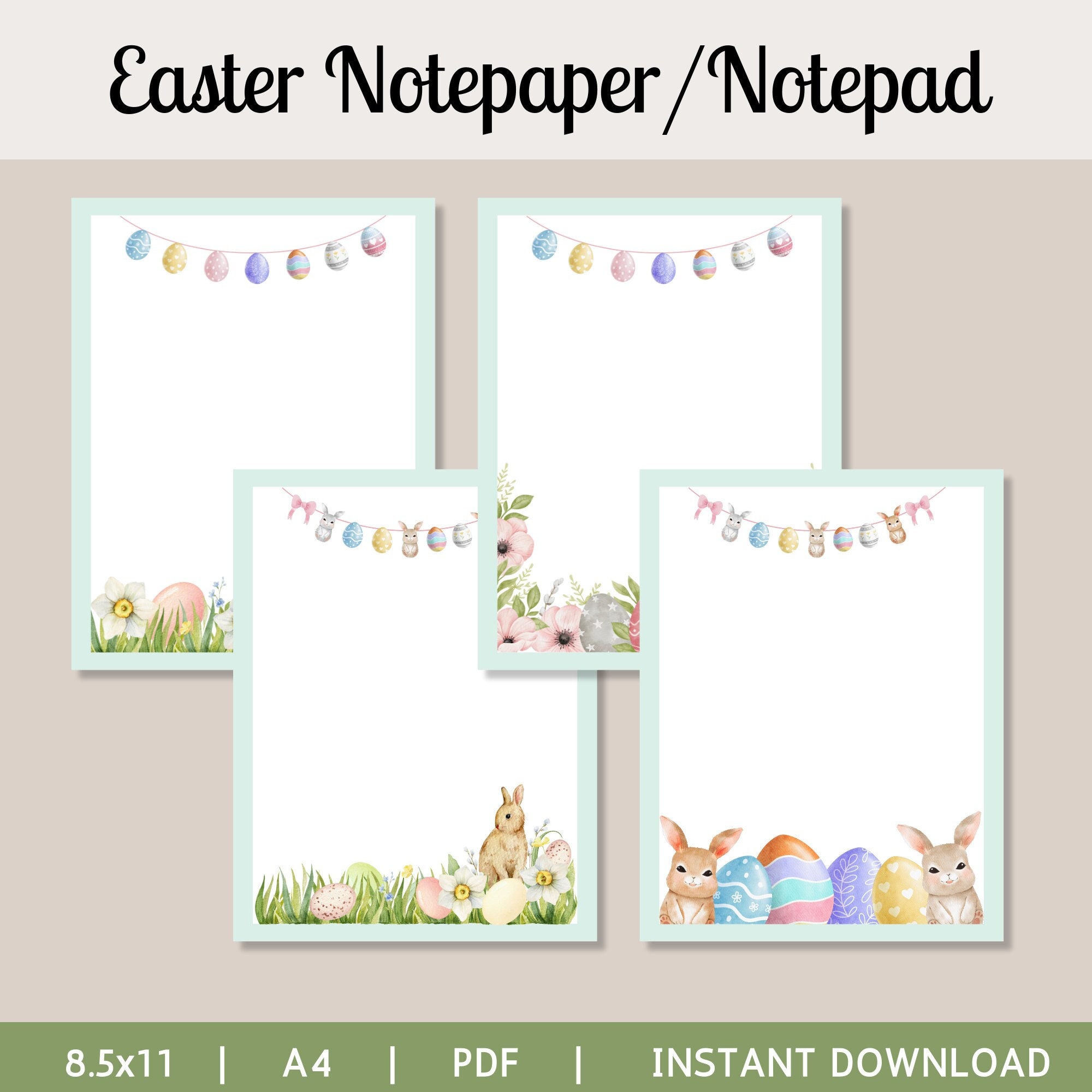 Easter Printable Stationery Easter Bunny Writing Paper Easter Paper ...