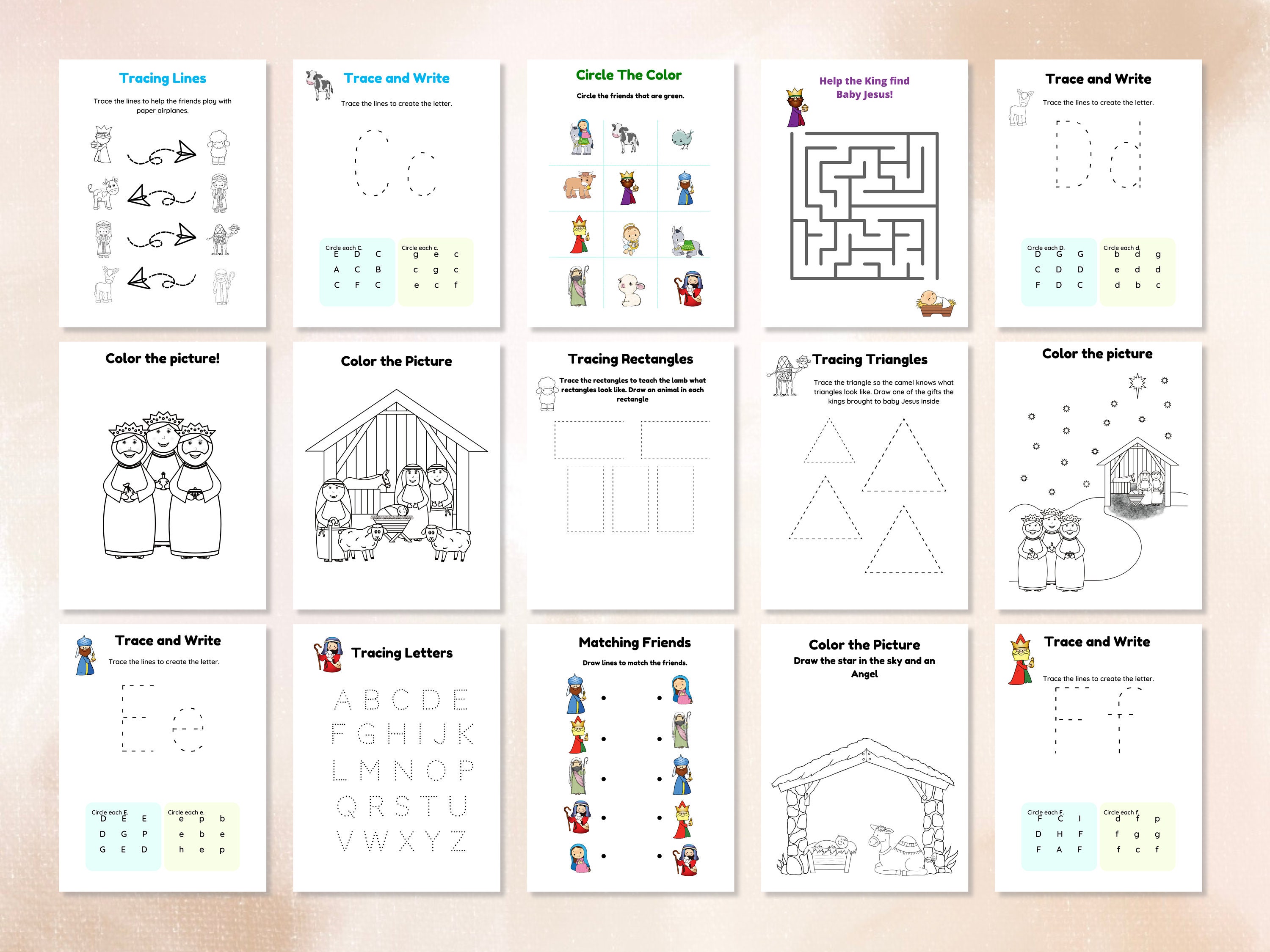 Nativity Pack Activity for Kids Printable Workbook Nativity Theme Jesus ...