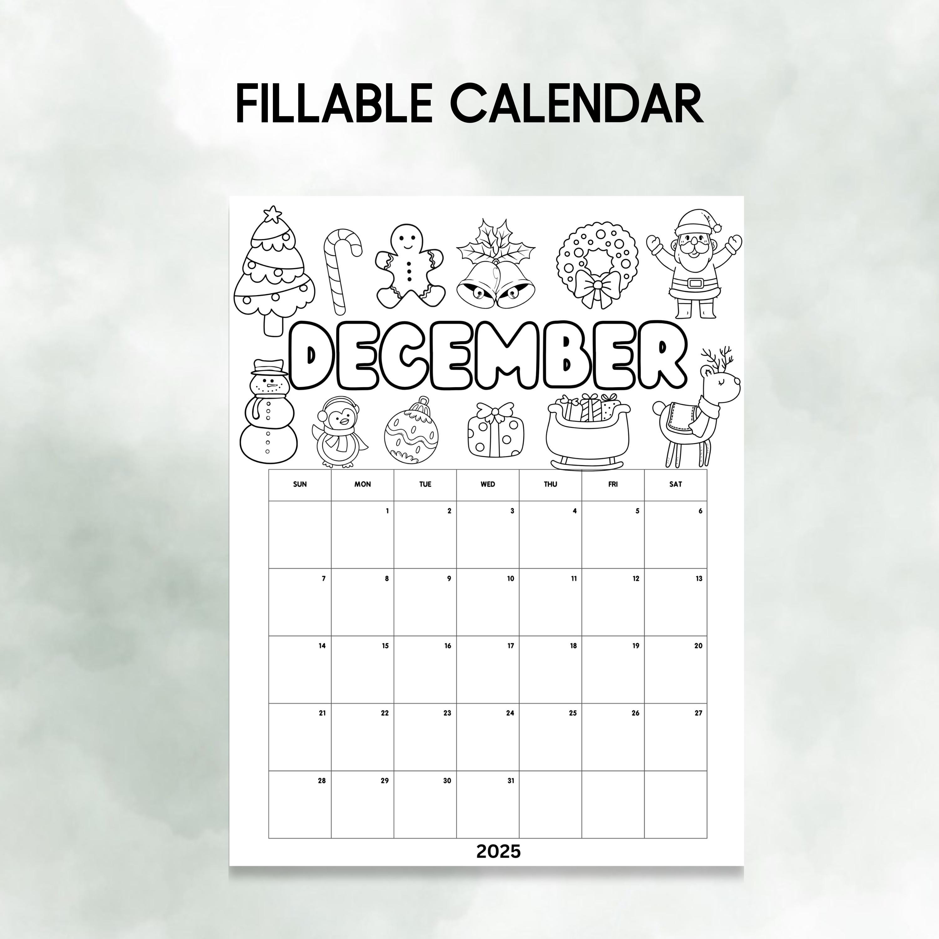 Printable 2025 Coloring Calendar for Kids Elementary Teacher Calendar ...