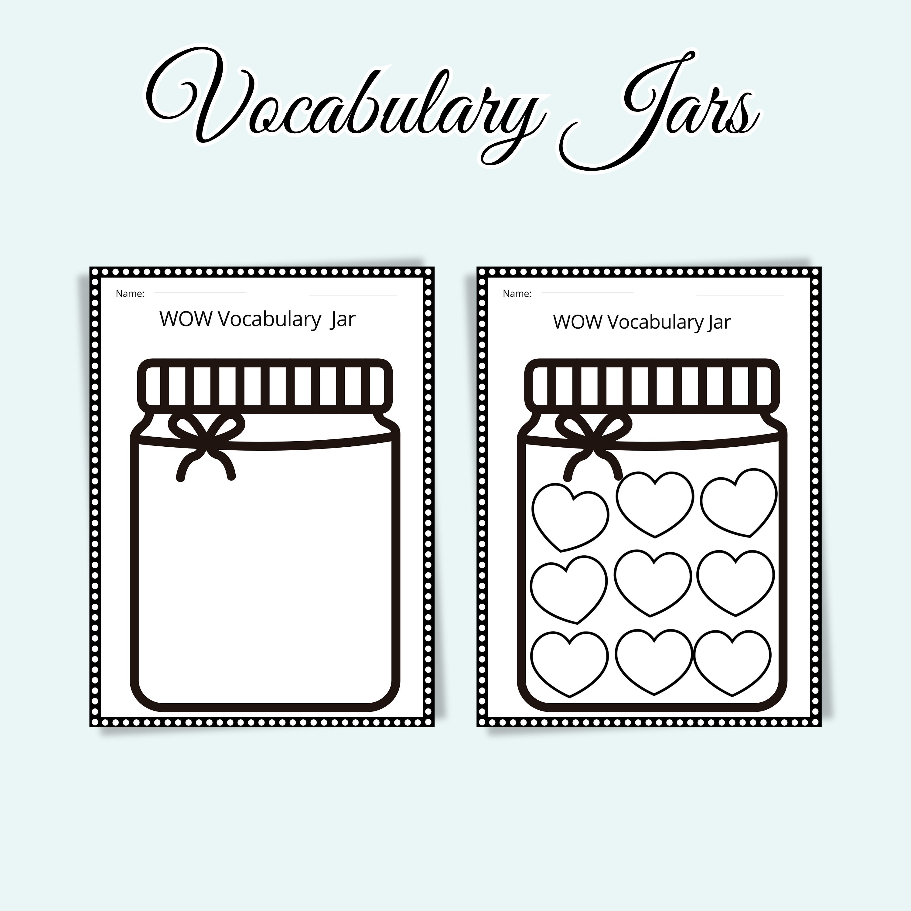 Vocabulary List Elementary Students Vocabulary Jar Worksheet Word ...