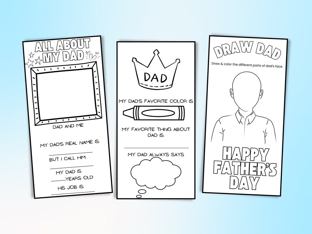 Printable Father's Day Coloring Bookmarks DIY Gift for Dad Gift for ...