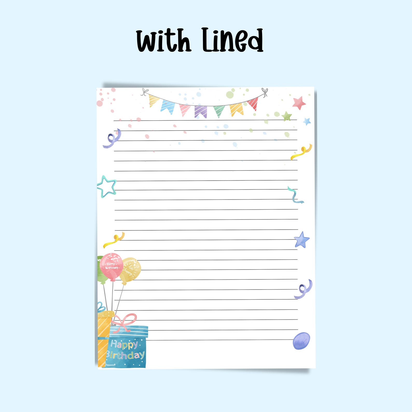 Happy Birthday Stationary Printable Stationery Birthday Paper for Him ...