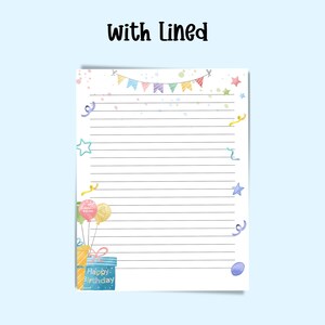 Happy Birthday Stationary Printable Stationery Birthday Paper for Him ...