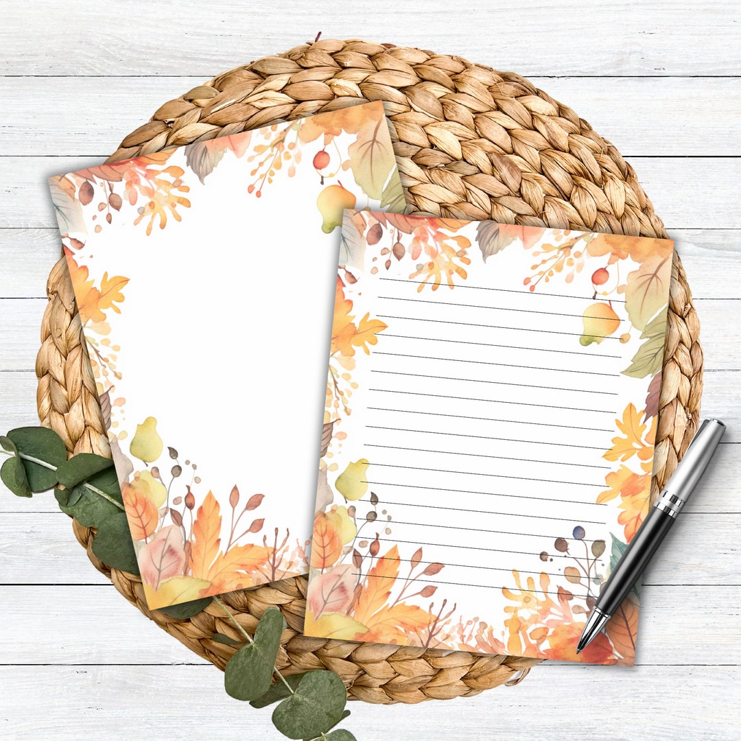 Fall Stationary Set 6 Thanksgiving Letter Writing Paper Autumn Writing ...