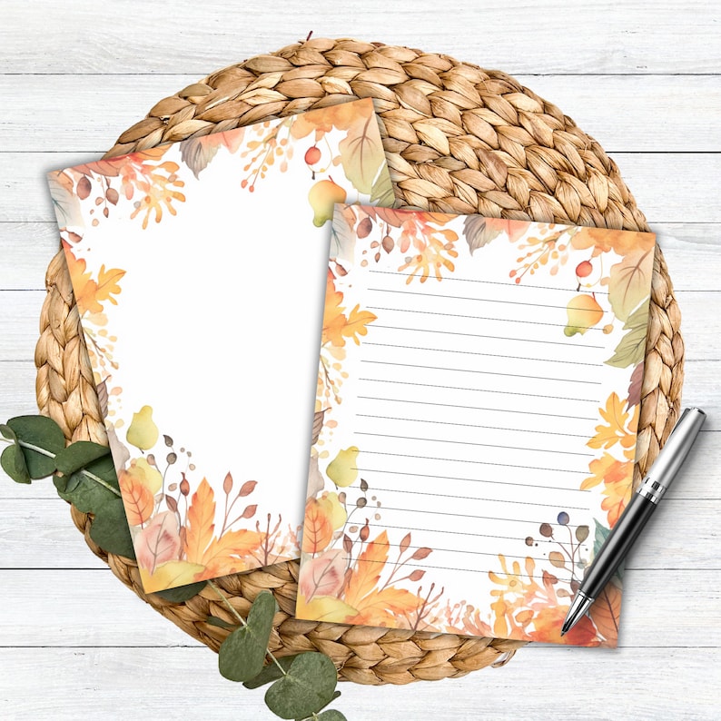 Fall Stationary Set 6 Thanksgiving Letter Writing Paper Autumn Writing ...