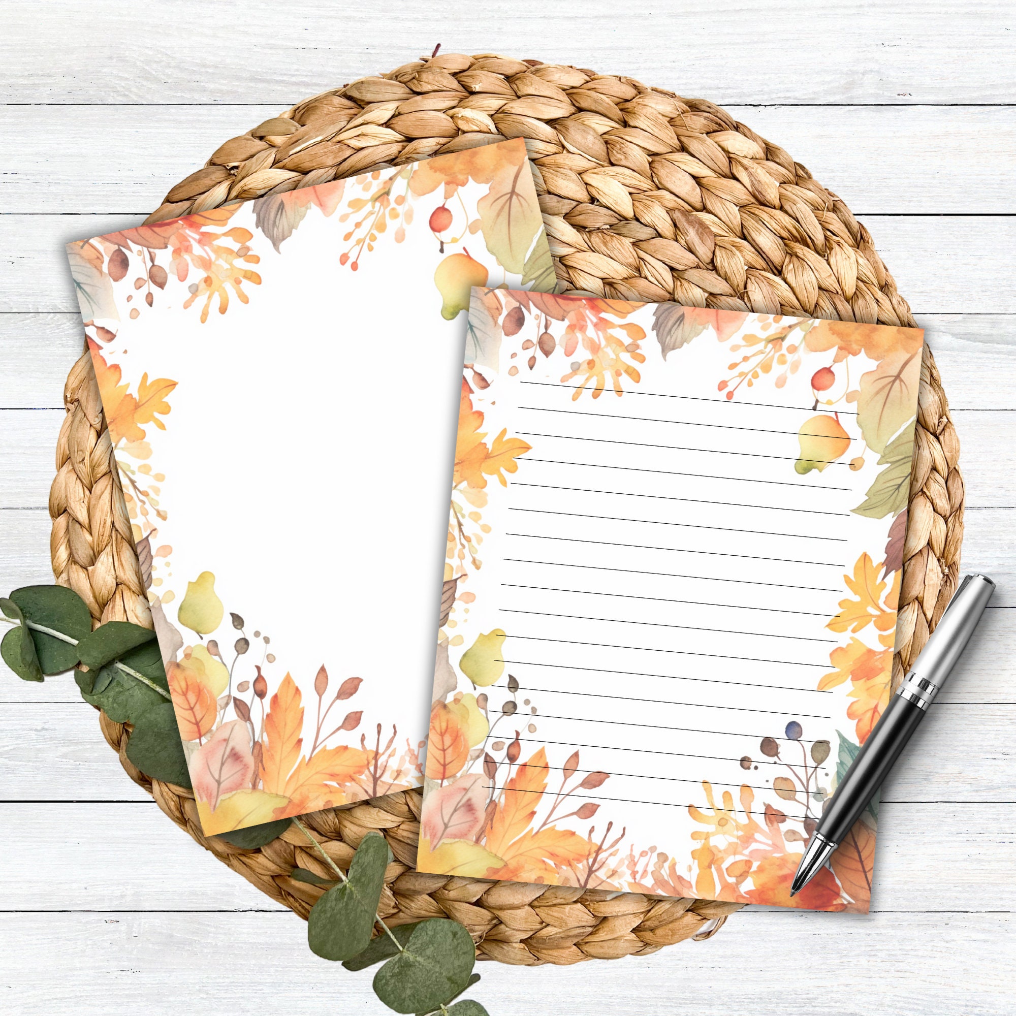 Fall Stationary Set 6 Thanksgiving Letter Writing Paper Autumn Writing ...
