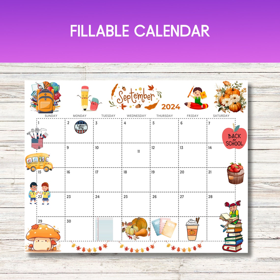 September 2024 Calendar Printable Kids Calendar 2024 Calendar Classroom ...