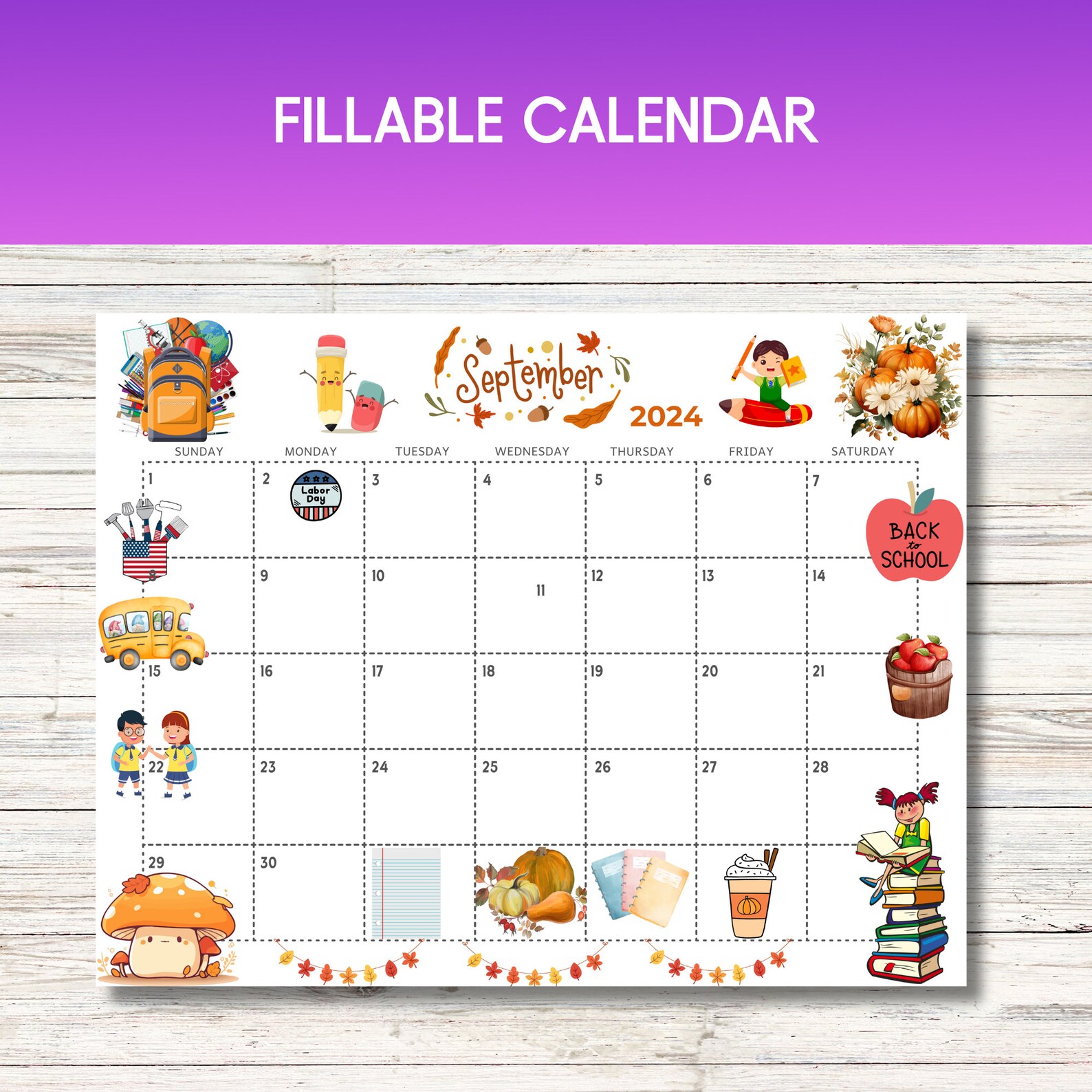 September 2024 Calendar Printable Kids Calendar 2024 Calendar Classroom ...
