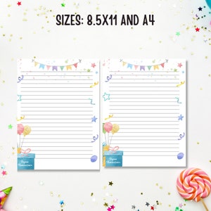 Joyeux Anniversaire Happy Birthday Stationary Printable Stationery ...