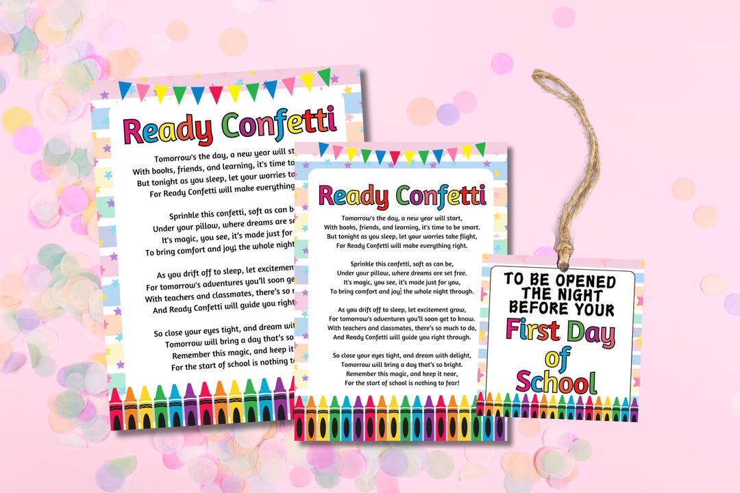 Back to School Ready Confetti First Day of School Printable Poem Night ...