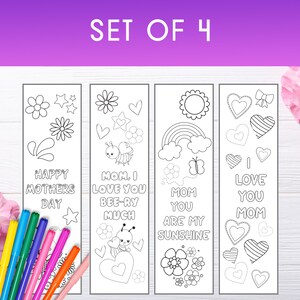 Printable Mothers Day Coloring Bookmarks Present From Kids Mothers Day ...