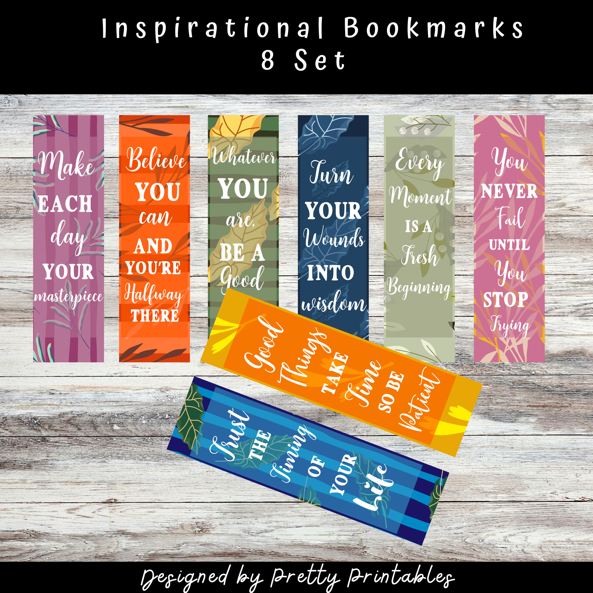 Bookmarks Bible Verse Quotes Bundle Set of 8 Floral Watercolor ...