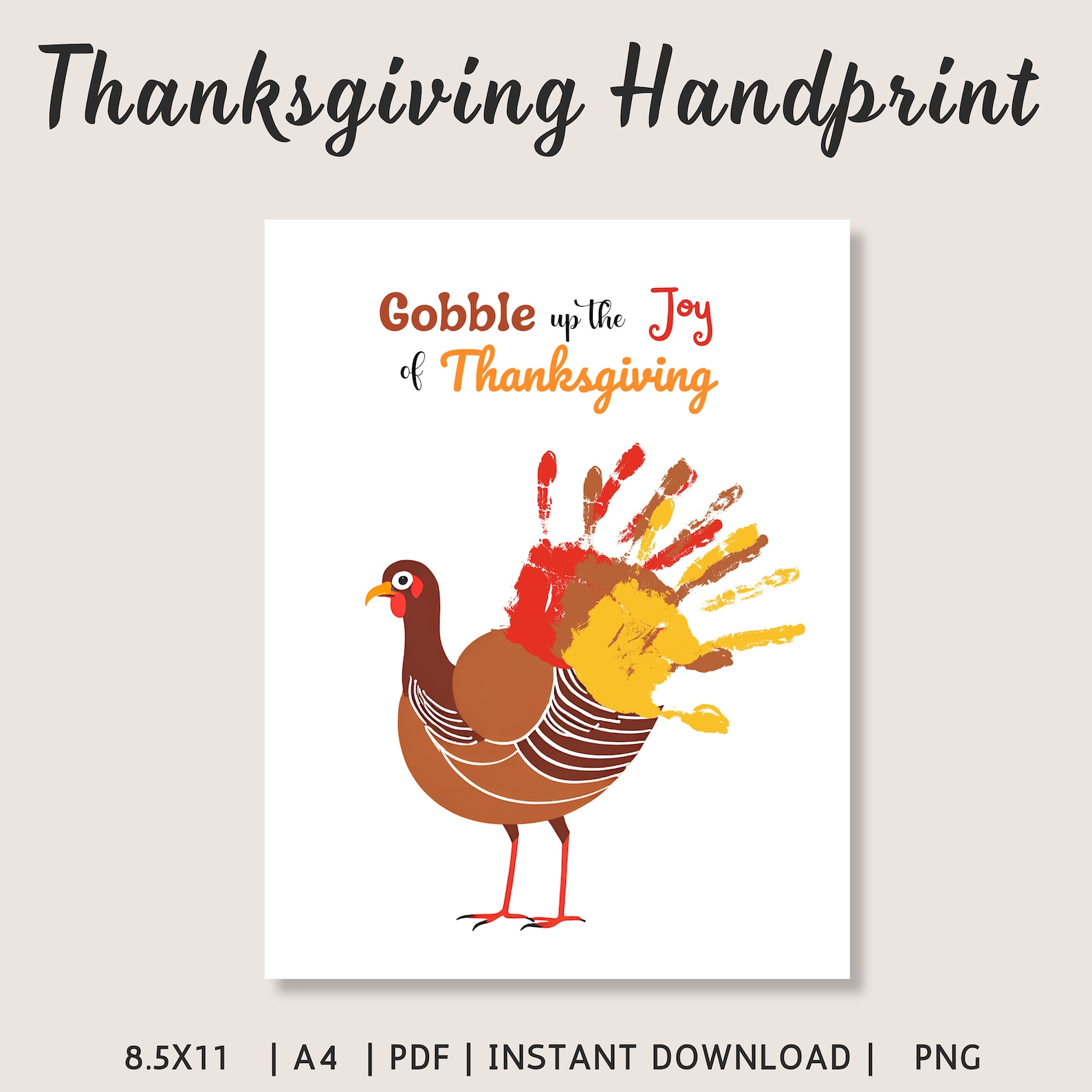 Thanksgiving Handprint Craft Turkey Preschool Toddler Fall Handprint ...