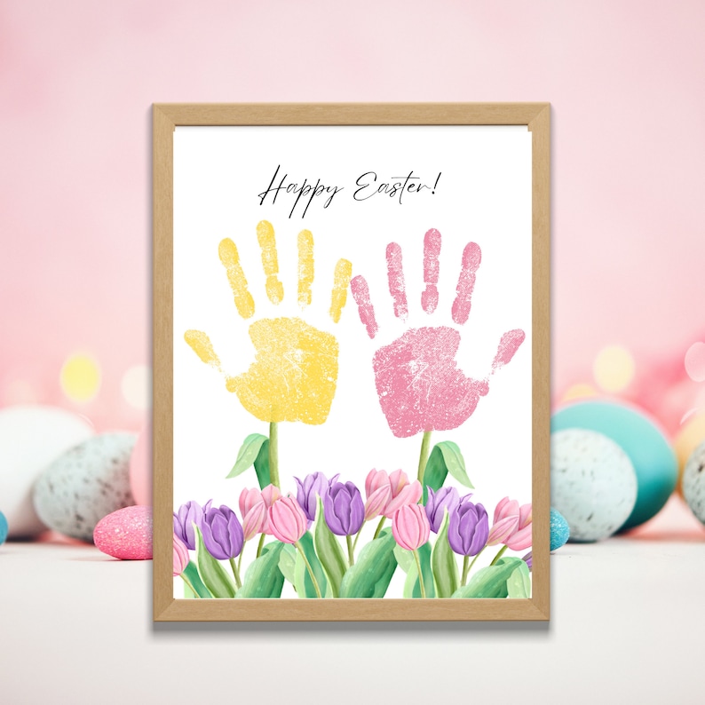 Easter Handprint Craft Tulip Art Printable Easter DIY Craft for Kids ...