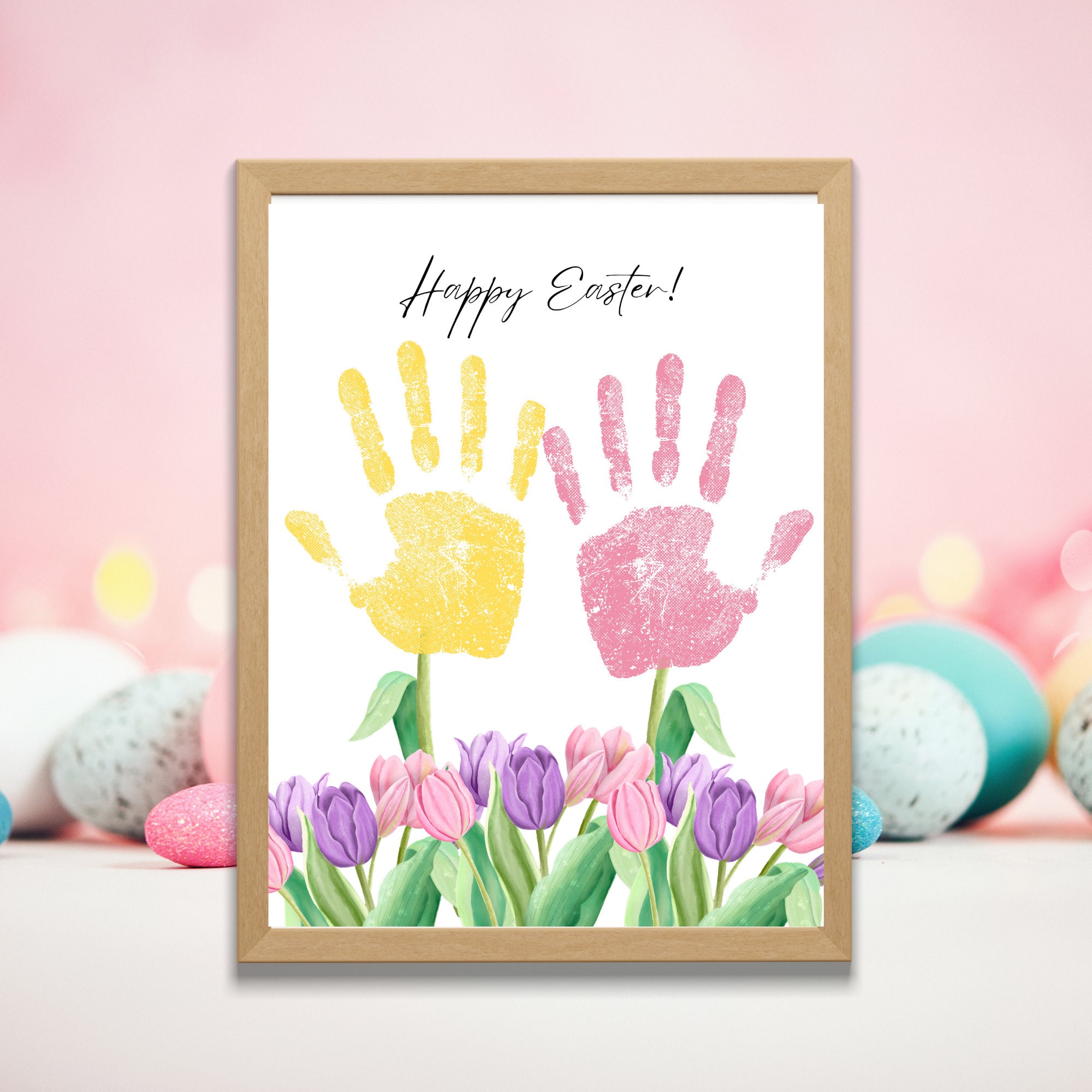 Easter Handprint Craft Tulip Art Printable Easter DIY Craft for Kids ...
