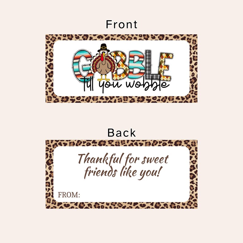 Editable Thanksgiving Treat Bag Topper Funny Gobble Till You Wobble ...