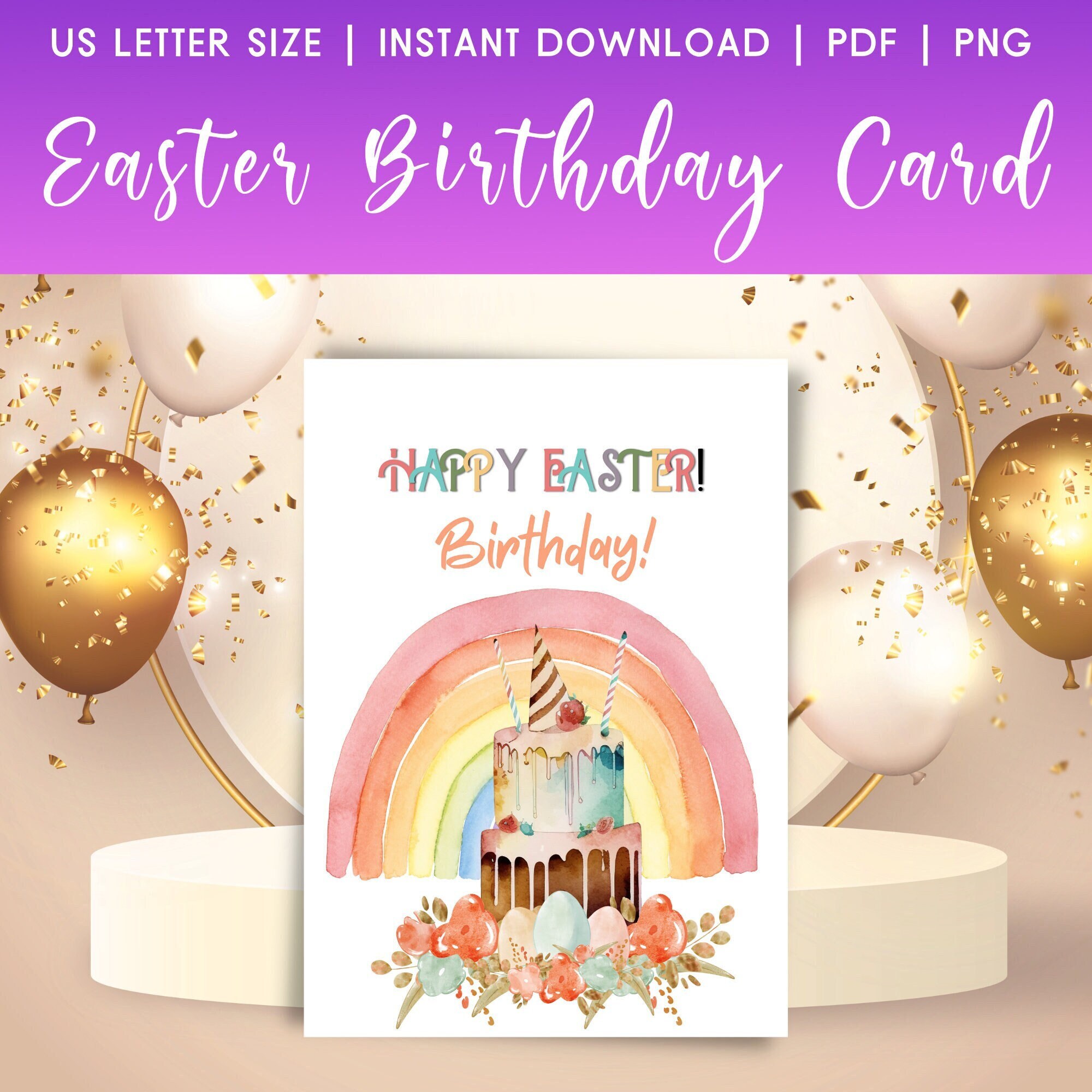 Easter Birthday Card Happy Birthday Card at Easter Greetings Card for ...