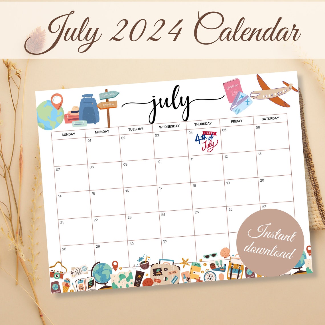 July 2024 Calendar Printable Kids 2024 Calendar Classroom School ...