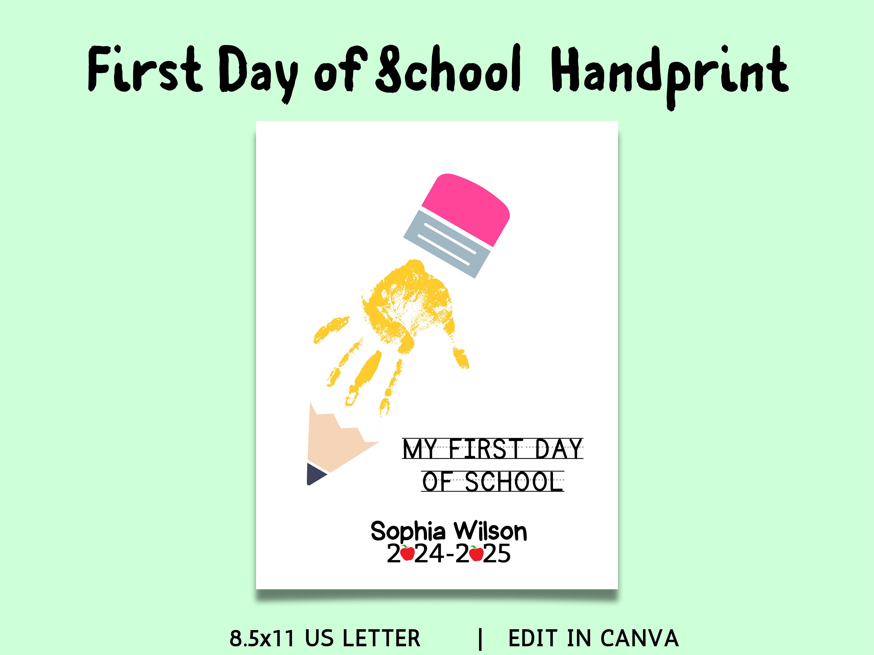 Editable First Day of School Handprint Craft Back to School Printable ...