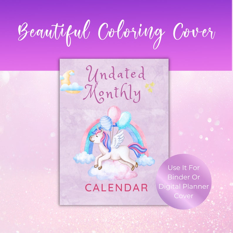 Unicorn Monthly Planner Printable Undated Monthly Calendar - Etsy