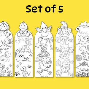 Dinosaur Coloring Bookmarks for Kids Coloring Bookmark With Heads ...