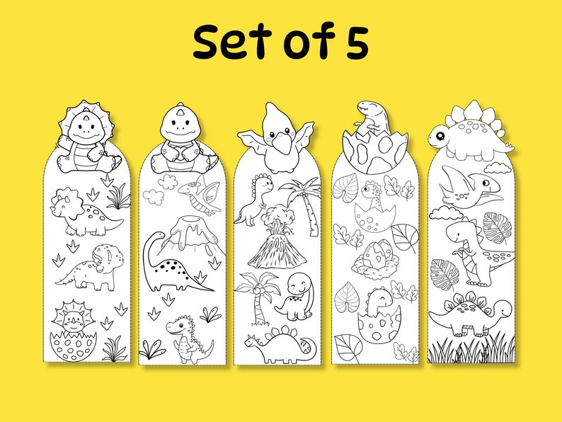 Dinosaur Coloring Bookmarks for Kids Coloring Bookmark With Heads ...