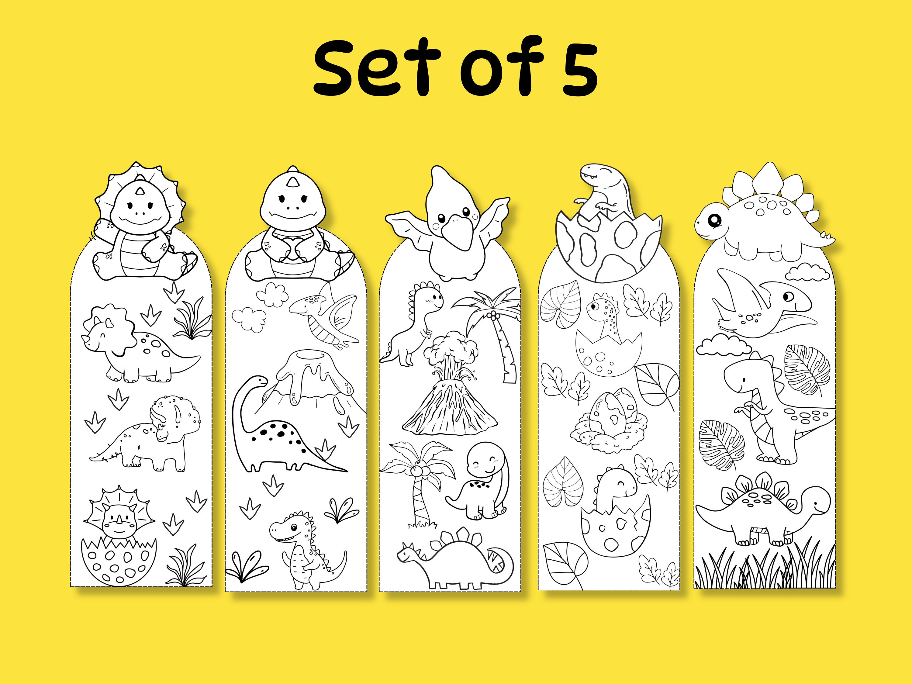 Dinosaur Coloring Bookmarks for Kids Coloring Bookmark With Heads ...
