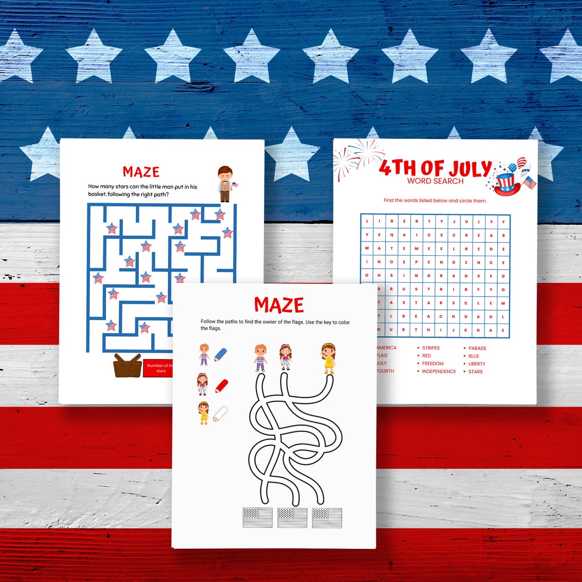 4th of July Activity Set for Kids Printable Pack Fourth of July ...