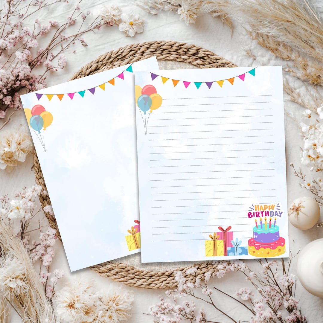 Printable Happy Birthday Stationary, Birthday Stationery Letter Writing ...
