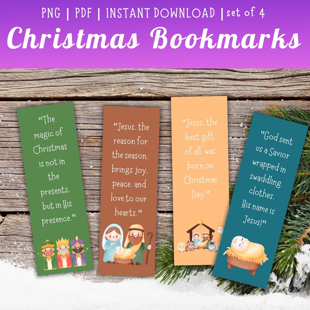 Printable Nativity Kids Bookmark Set of 4 Nativity Quotes and Images ...