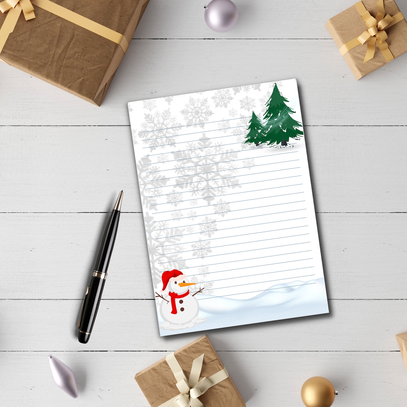 Winter Christmas Stationery Printable Holiday Stationery - Etsy