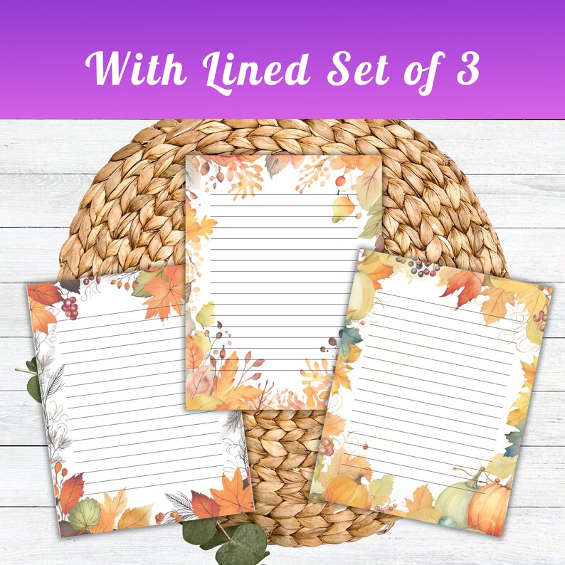 Fall Stationary Set 6 Thanksgiving Letter Writing Paper Autumn Writing ...