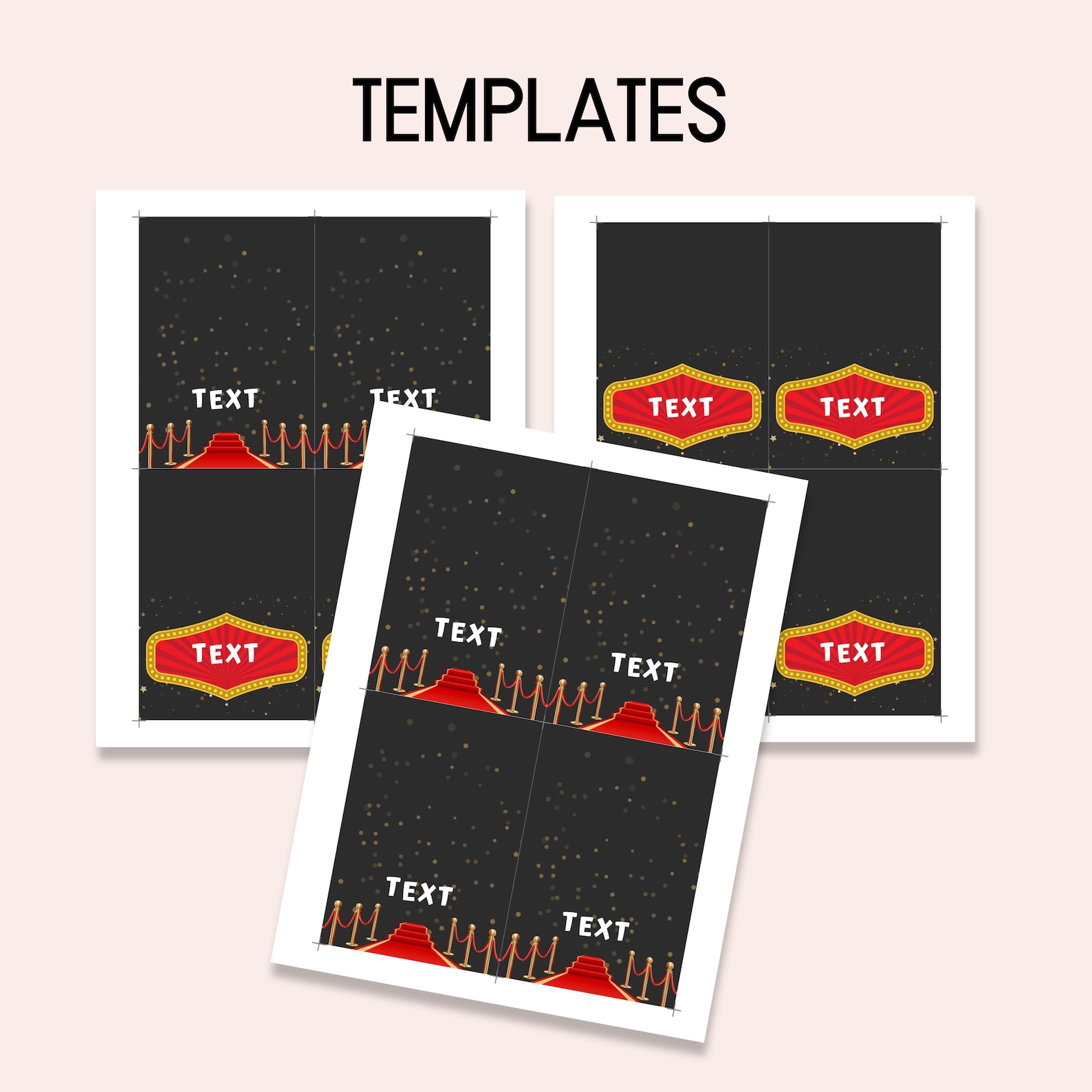Editable Hollywood Party Food Label Red Carpet Blank Food Tent Card ...