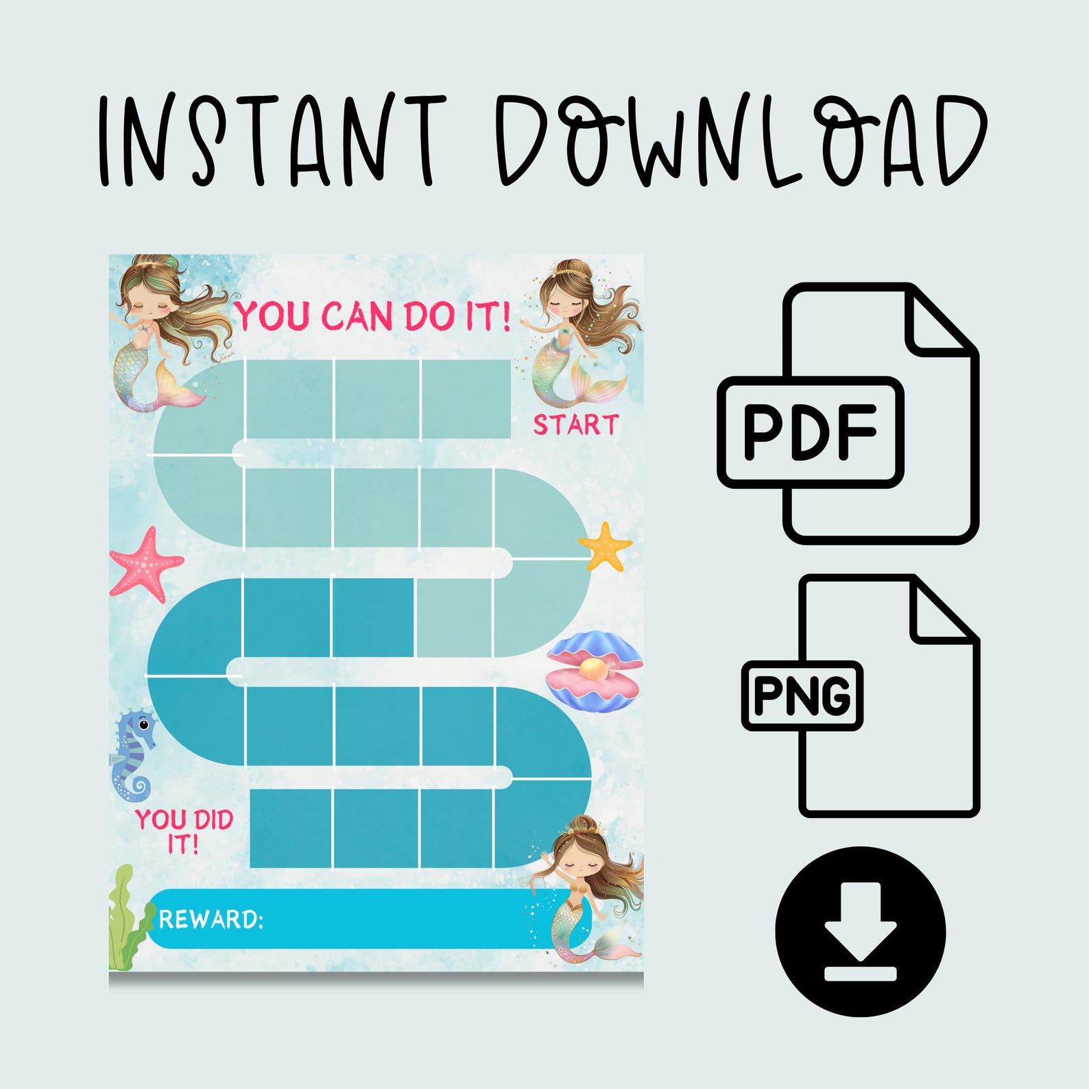 Mermaid Reward Chart for Kids Printable Mermaid Behavior Chart Daily ...